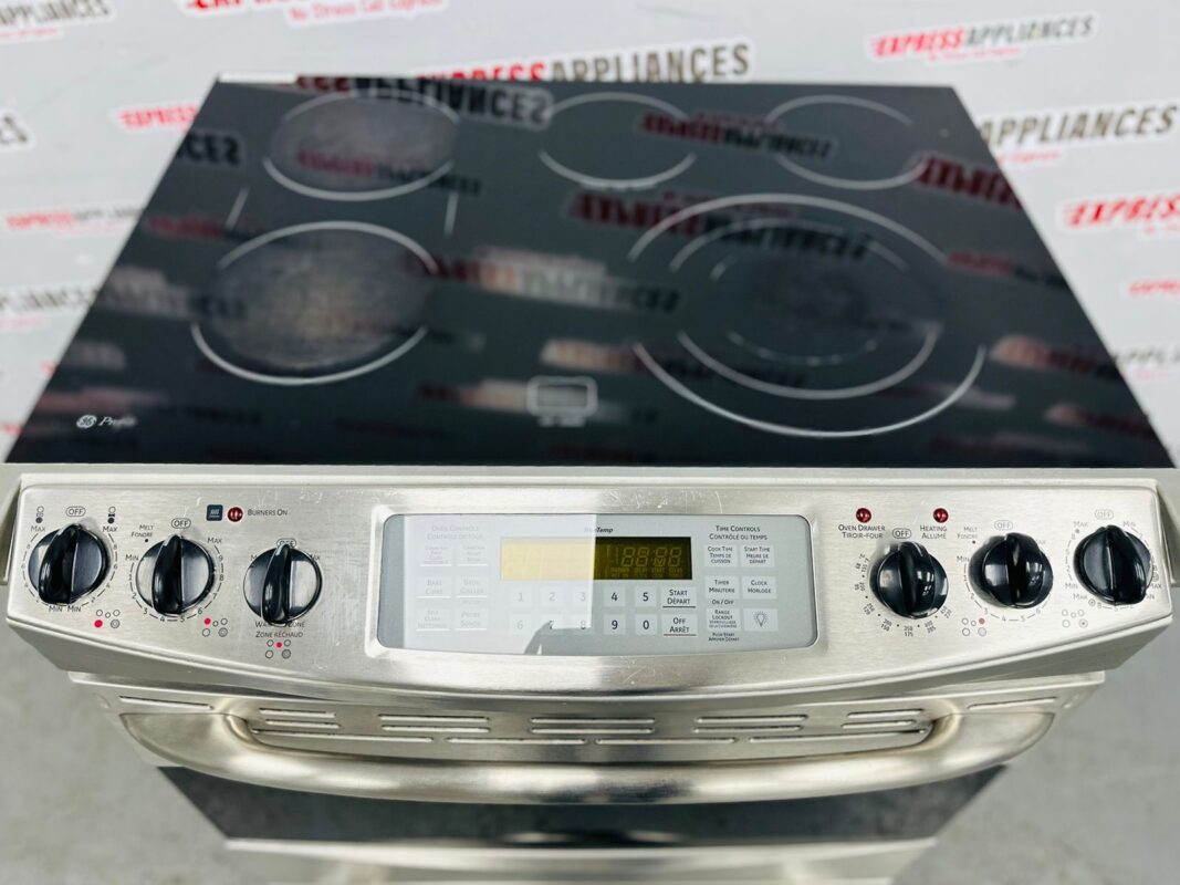 Used GE Slide-In 30” Glass Top Convection Stove PCS968SR1SS For Sale ...