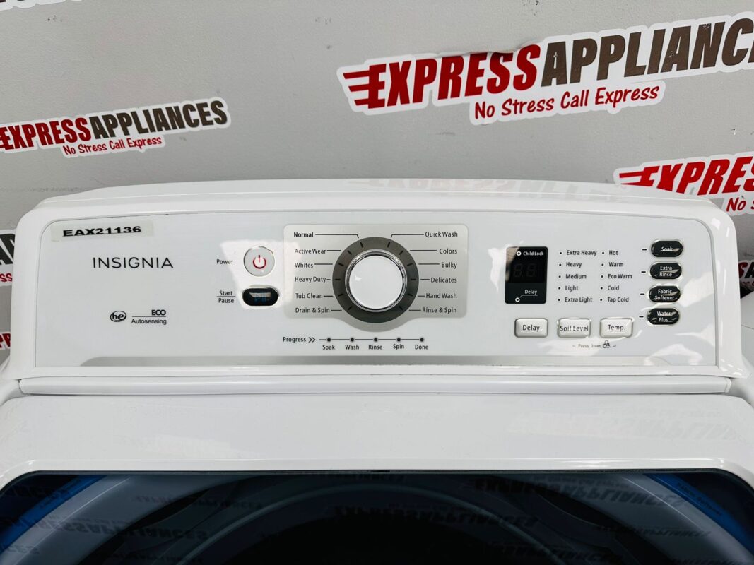 Used Insignia 27" Top Load Washer and Dryer NS-TWM41WH8A, NS-FDRE67WH8A ...