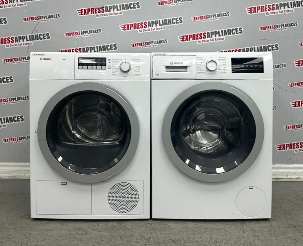 Used Bosch 24” Washer and Dryer Stackable Set WAT28401UC/20 WTB86201UC ...