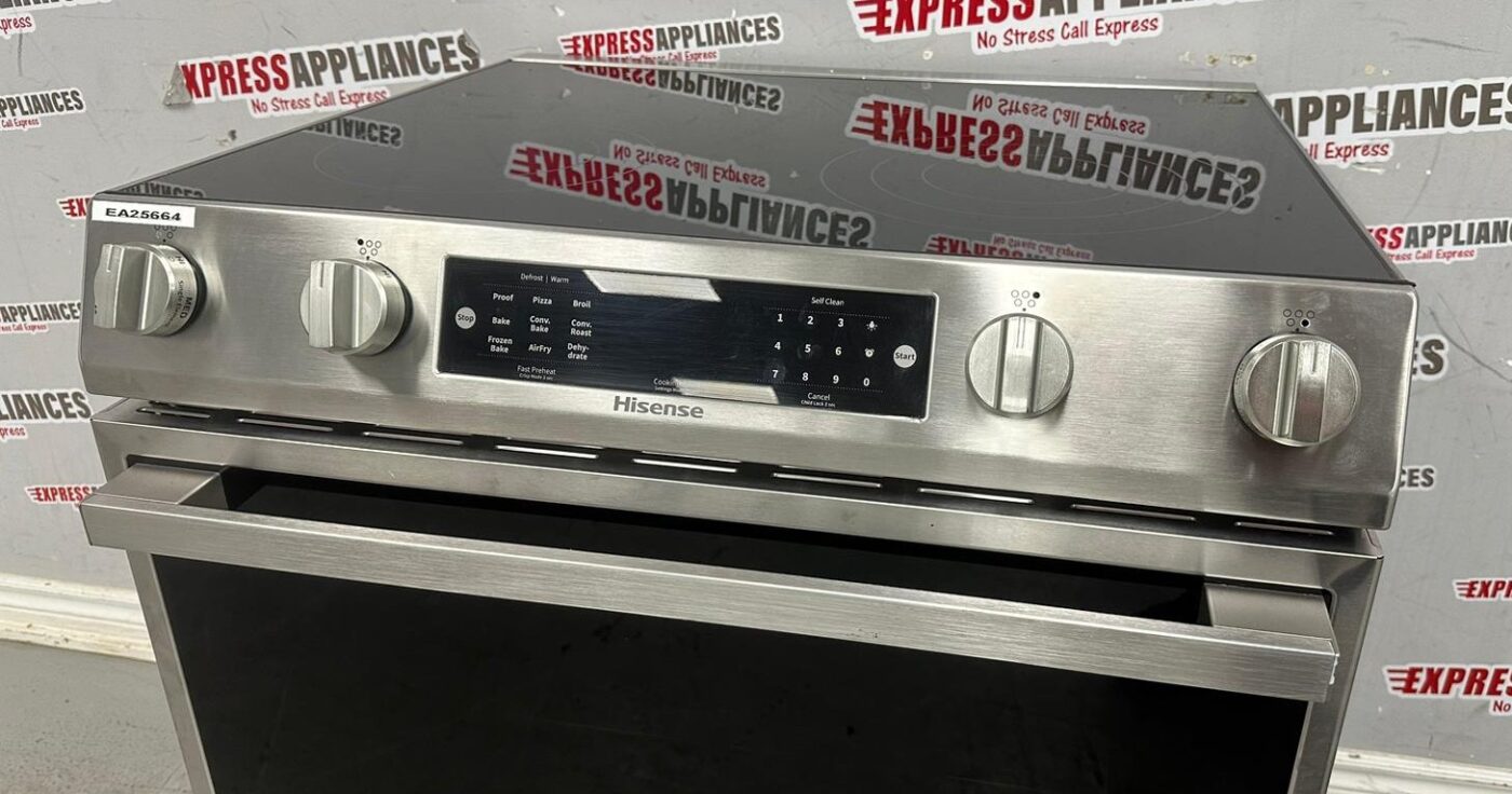 Used Hisense 30” Slide-In Glass Top Stove HFE3501CPS For Sale | ️ Express Appliances