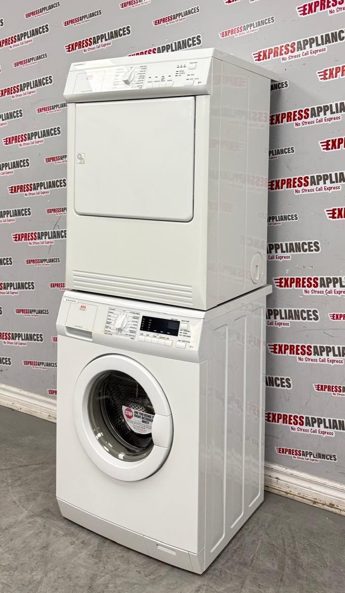 Used AEG 24” Front Load Washer and Electric Dryer Stackable Set L64850L ...